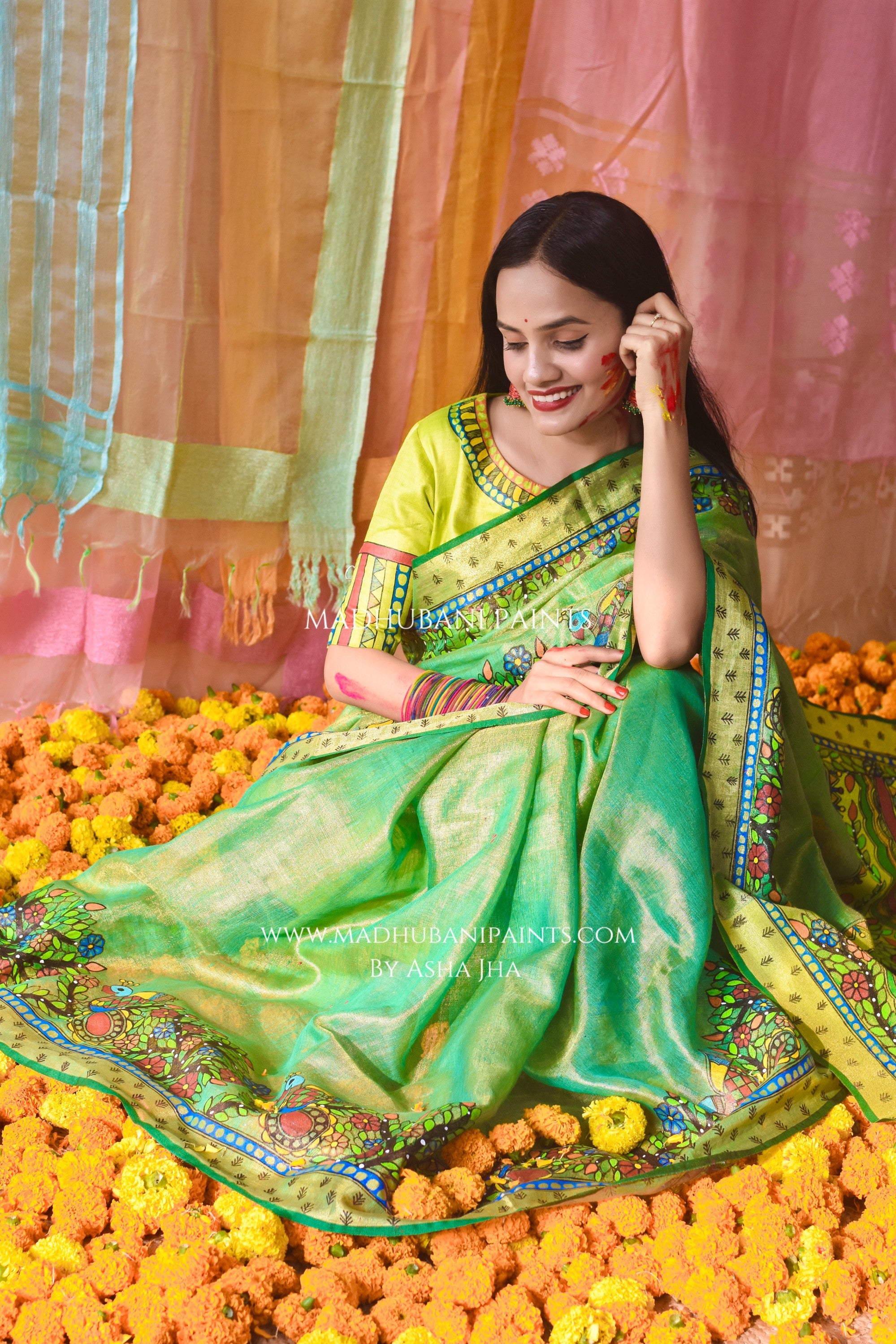 TISSUE LINEN – MADHUBANI PAINTS BY ASHA JHA