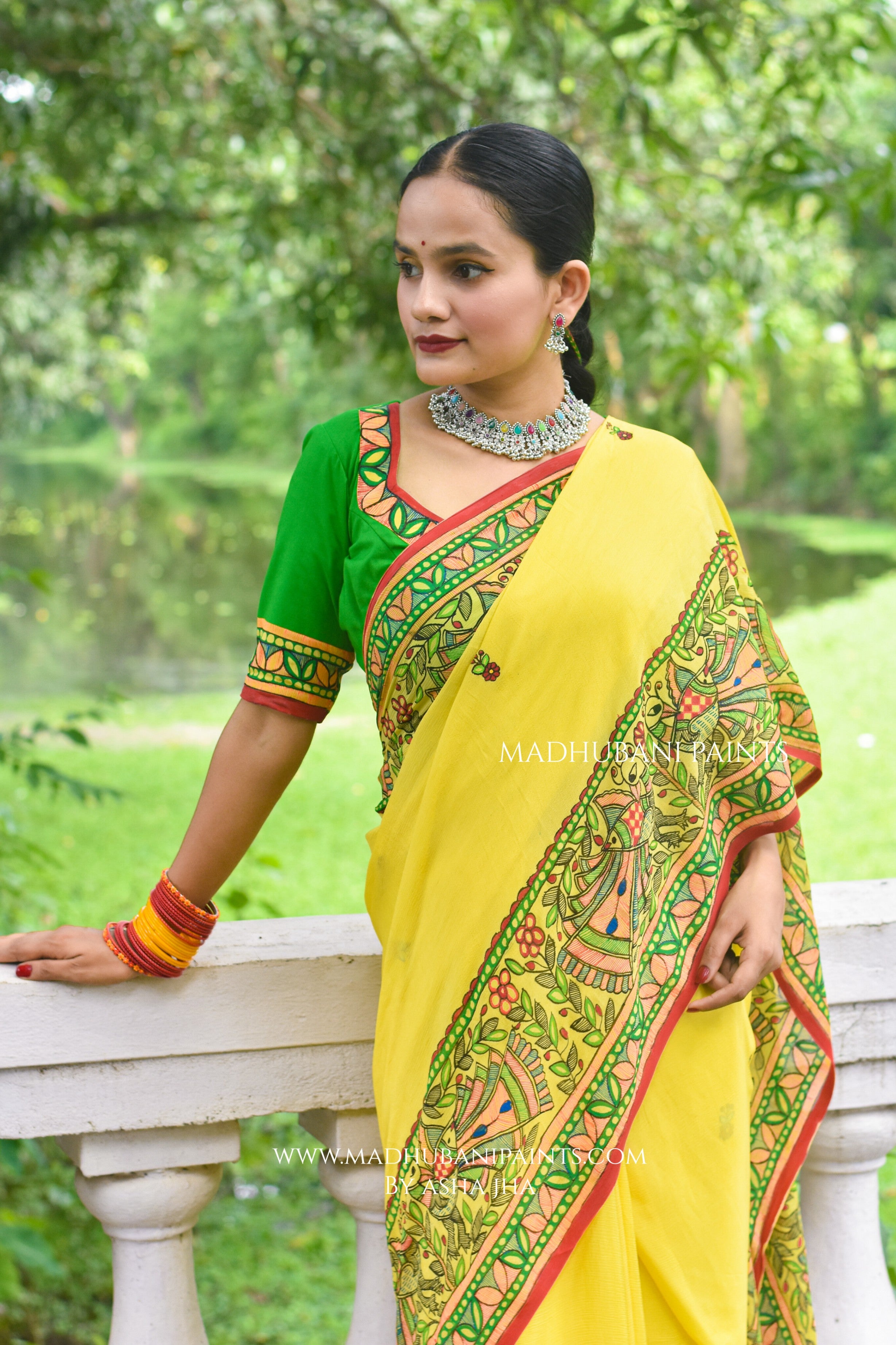 Pyaari Mayuri Hand-painted Madhubani Chiffon Saree – MADHUBANI PAINTS ...