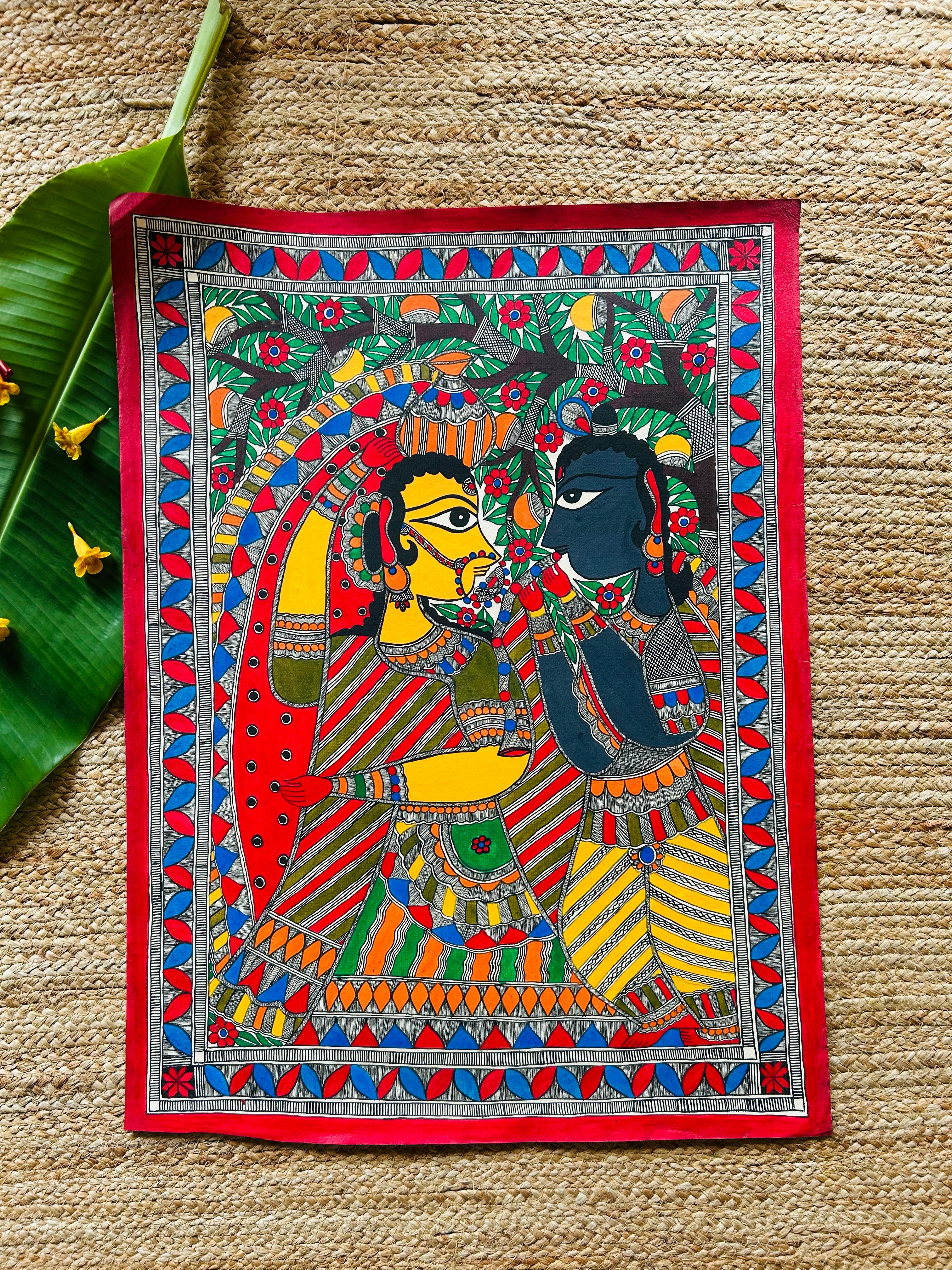 Vrindavan Radha Rani Mithila Wall Hanging – MADHUBANI PAINTS BY ASHA JHA