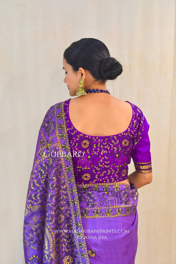 BAIGNI HAATHI Madhubani Handpainted Bishnupuri Silk Blouse – MADHUBANI ...