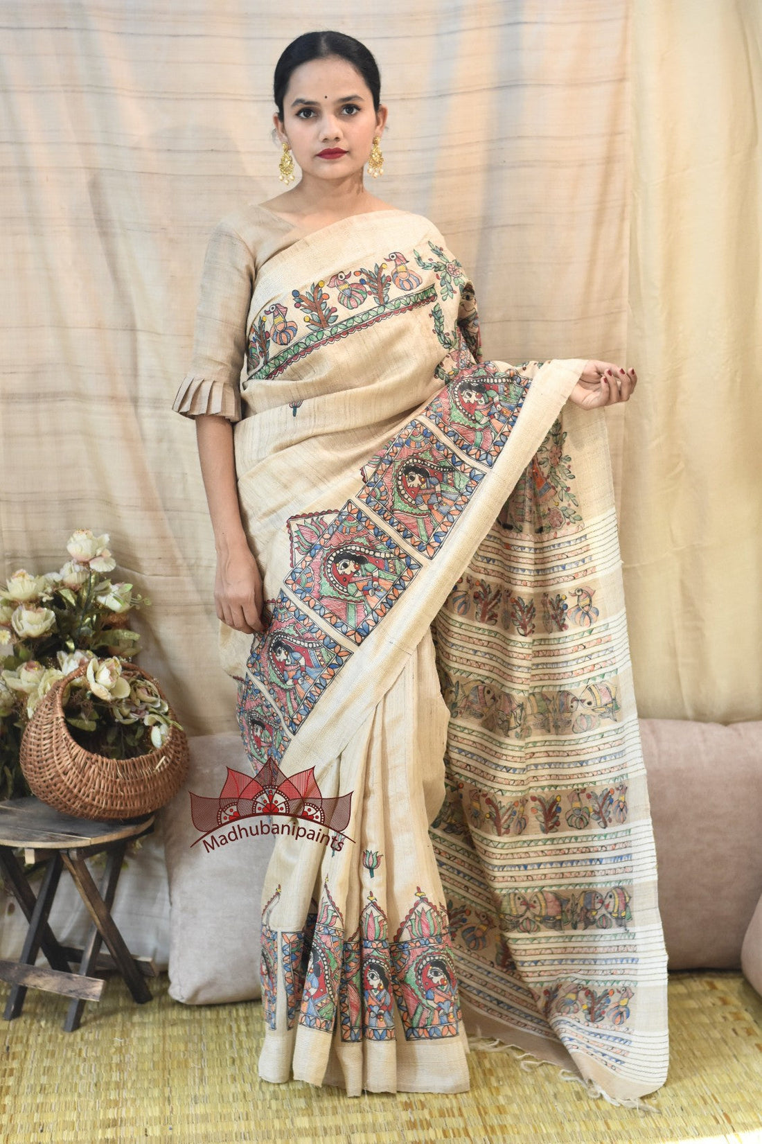 Madhubani Doli Leela Hand Painted Saree – MADHUBANI PAINTS BY ASHA JHA